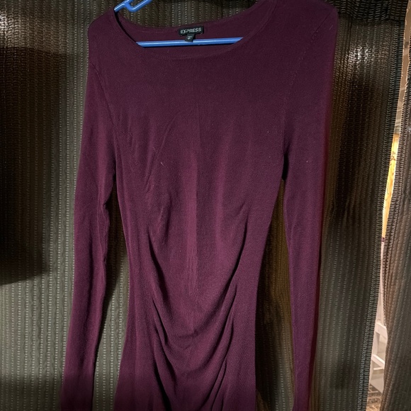 Express | Dresses | Ruched Burgundy Express Dress | Poshmark